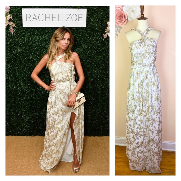 Rachel Zoe | Dresses | New Rachel Zoe Bella Metallic Floral Maxi Gown ...